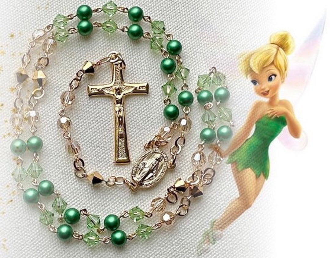 Tinker Bell inspired gold plated full Swarovski crystals rosary - Etsy.de