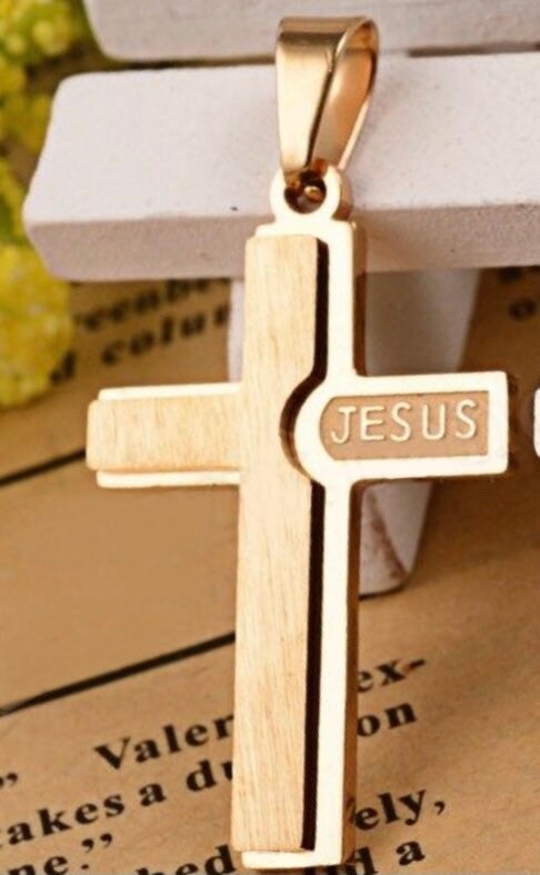 Stainless Steel Jesus Cross Laser Etched Pendant With 19.5 - Etsy
