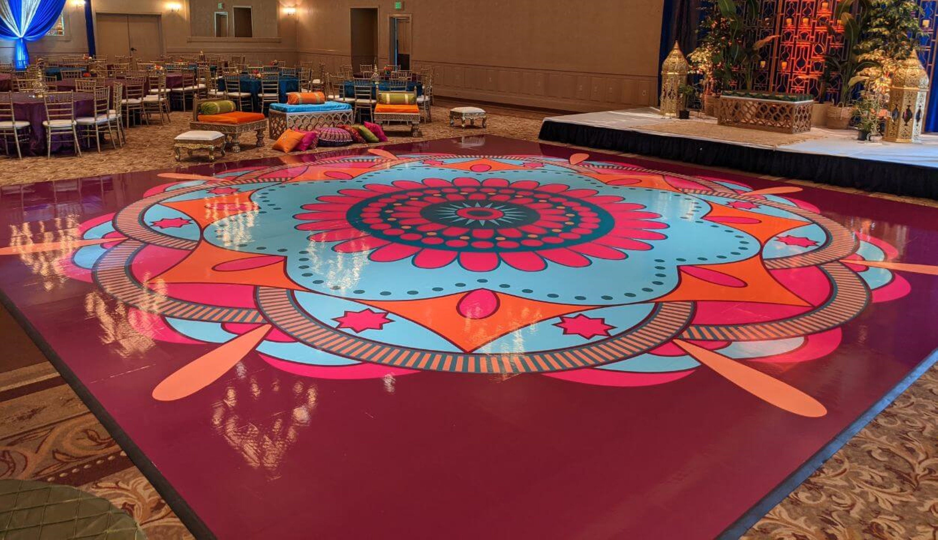 Custom Removable Decal Floor Wrap - Indian Wedding Mehdi Mandala Full ...