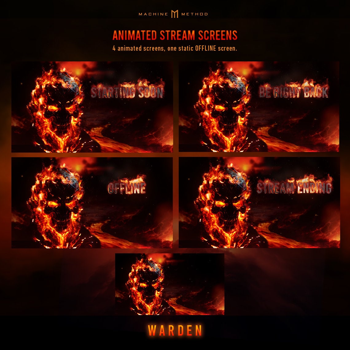 Twitch Stream Screens Animated Overlay Screens Skull Starting Soon ...