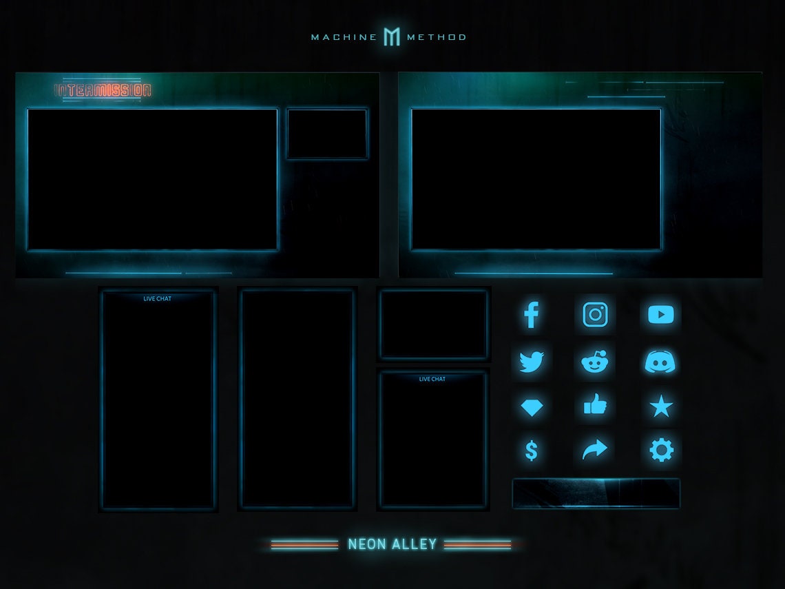 NEON ALLEY Twitch Overlay Package | Animated Alerts, Screen, Panel ...