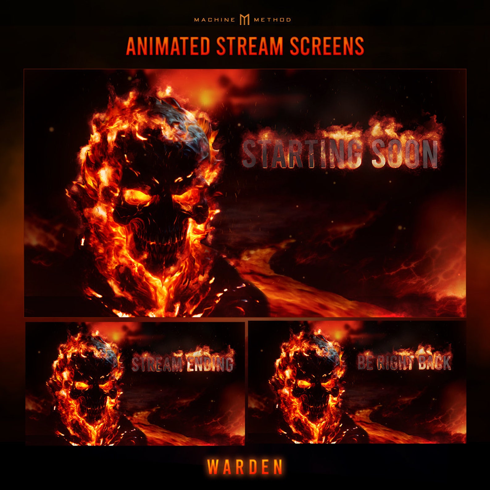 Twitch Stream Screens Animated Overlay Screens Skull Starting Soon ...