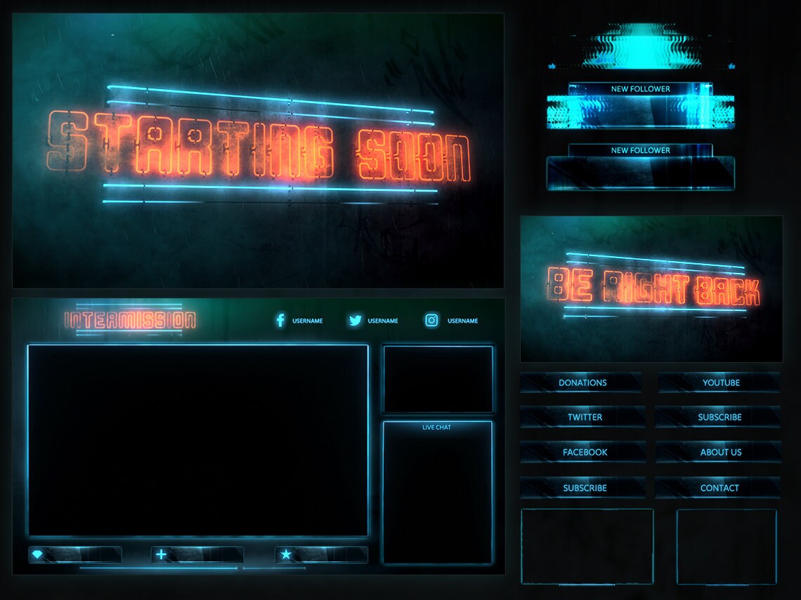 Streaming Twitch Overlay Animated Alerts Twitch Stream Screen Overlay ...