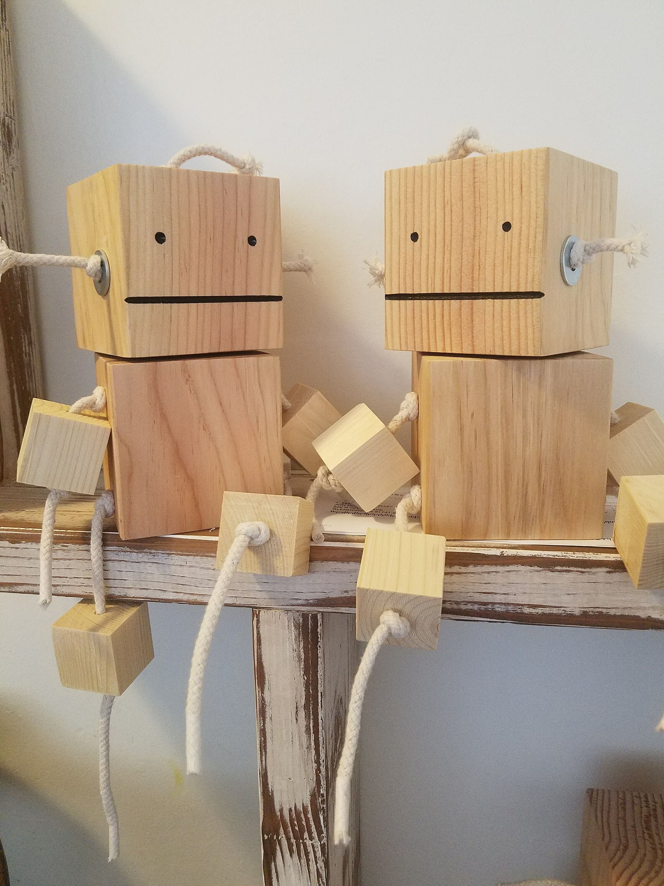 Wooden Bots Made With Salvaged Wood and Rope - Etsy