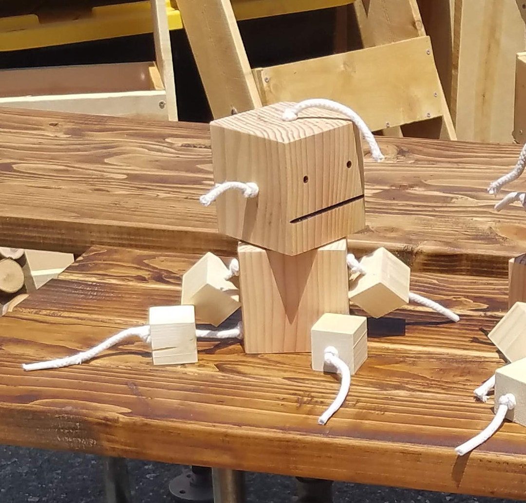 Wooden Bots Made With Salvaged Wood and Rope - Etsy