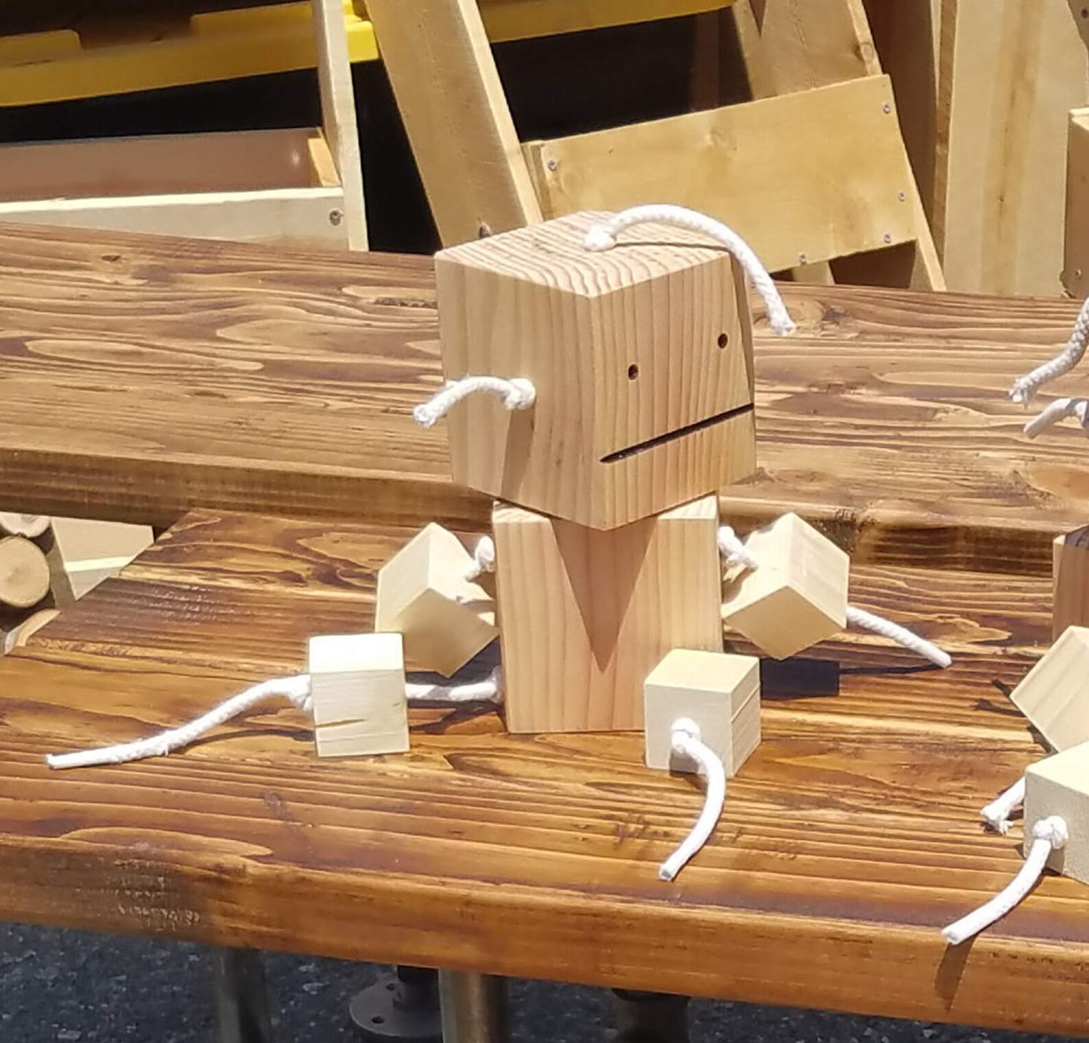 Wooden Bots Made With Salvaged Wood and Rope - Etsy