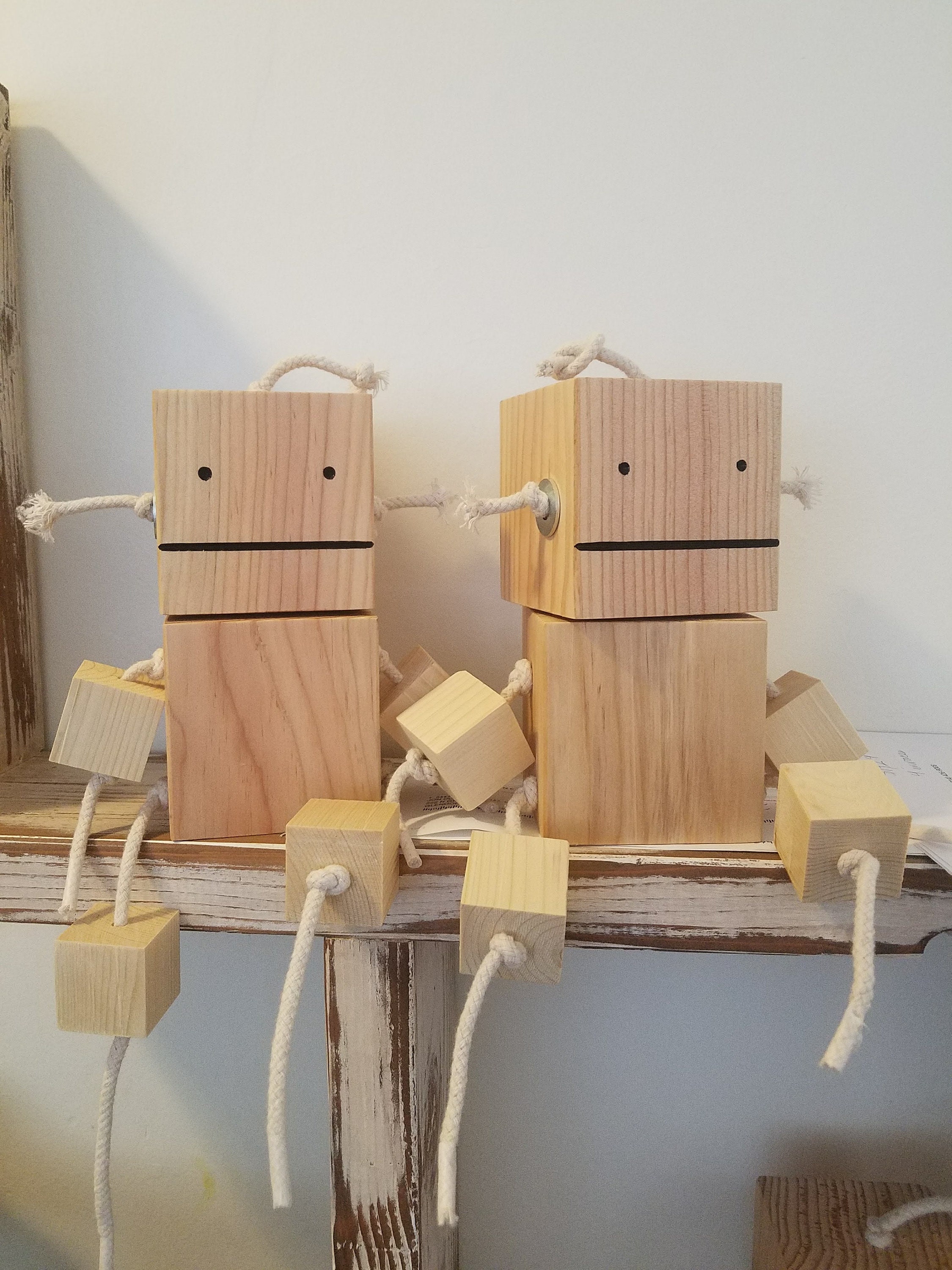 Wooden Bots Made With Salvaged Wood and Rope | Etsy