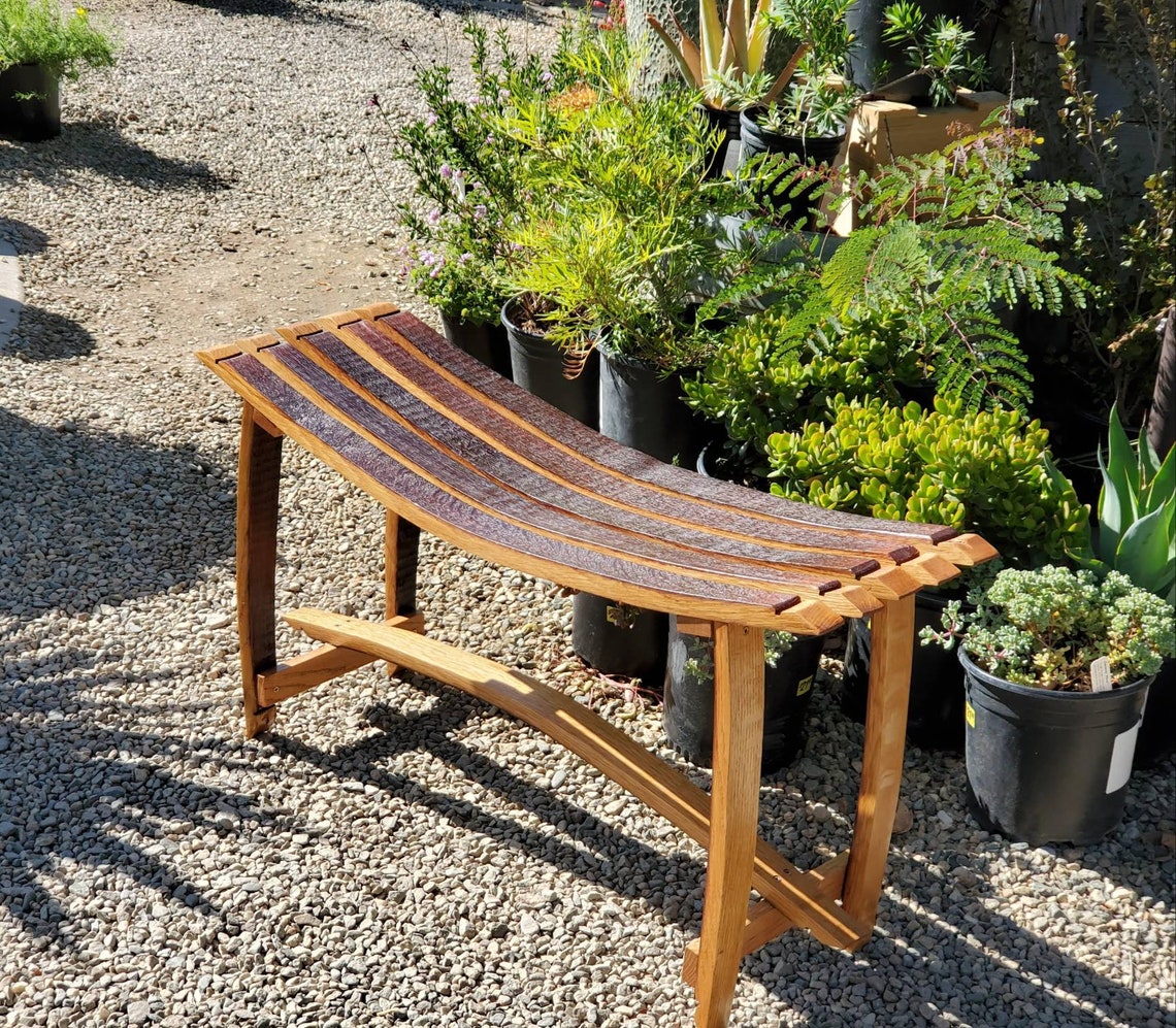 DIY Oak Wine Barrel Bench Kit – Reclaimed Wood Garden Bench - Etsy