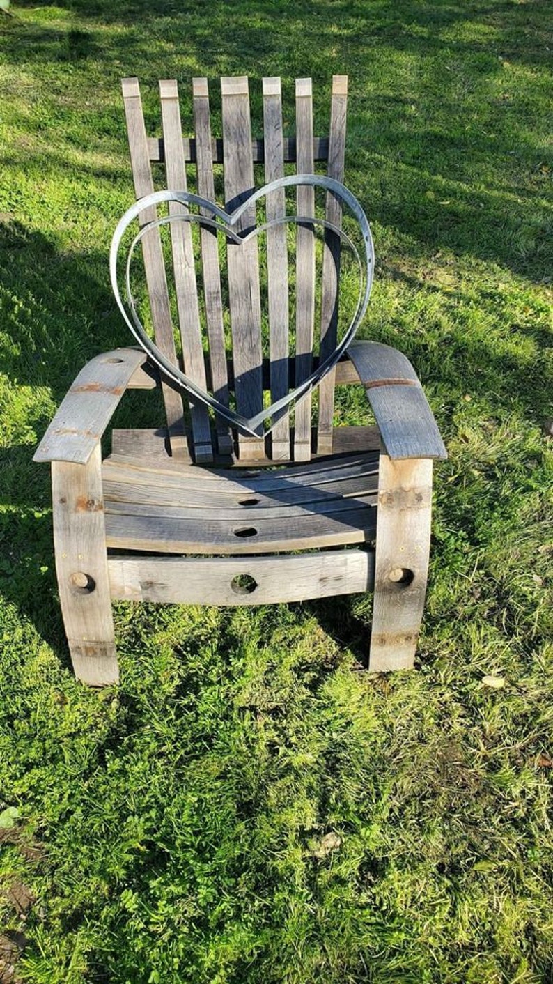 2 Heart Shaped Wine Barrel Steel Rings / Yard Decor / Valentine's Day ...