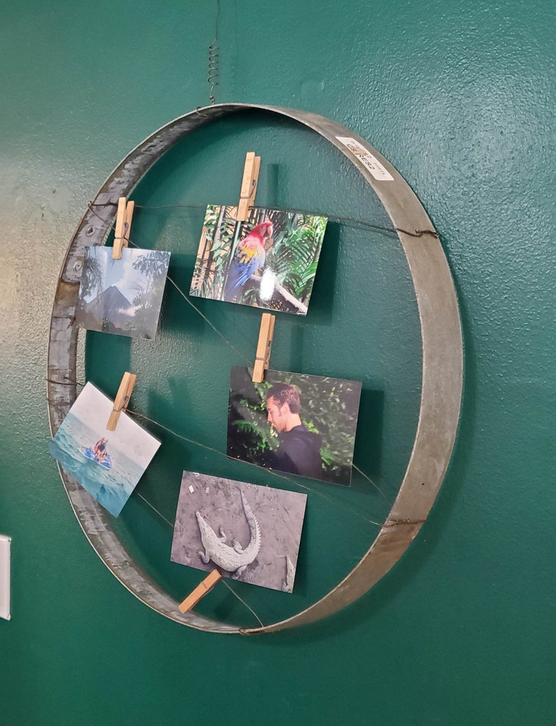 Wine Barrel Hoop Photo Display, Rustic Picture Holder - Etsy