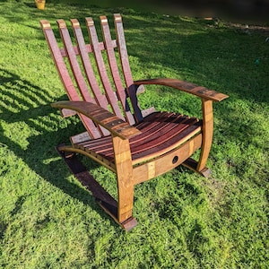 Wine Barrel Rocking Adirondack Chair - Handmade Patio Lounge Furniture ...