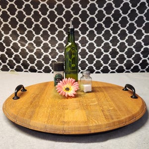 Wine Barrel Lid Tray: Rustic Oak Platter With Handles - Etsy