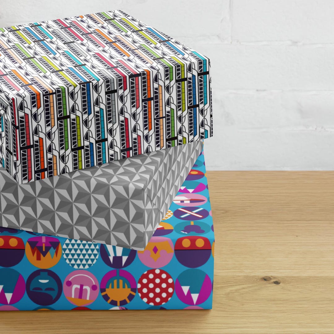 Disney Themed Wrapping Paper Sheets - Monorail, Spaceship Earth, Park ...