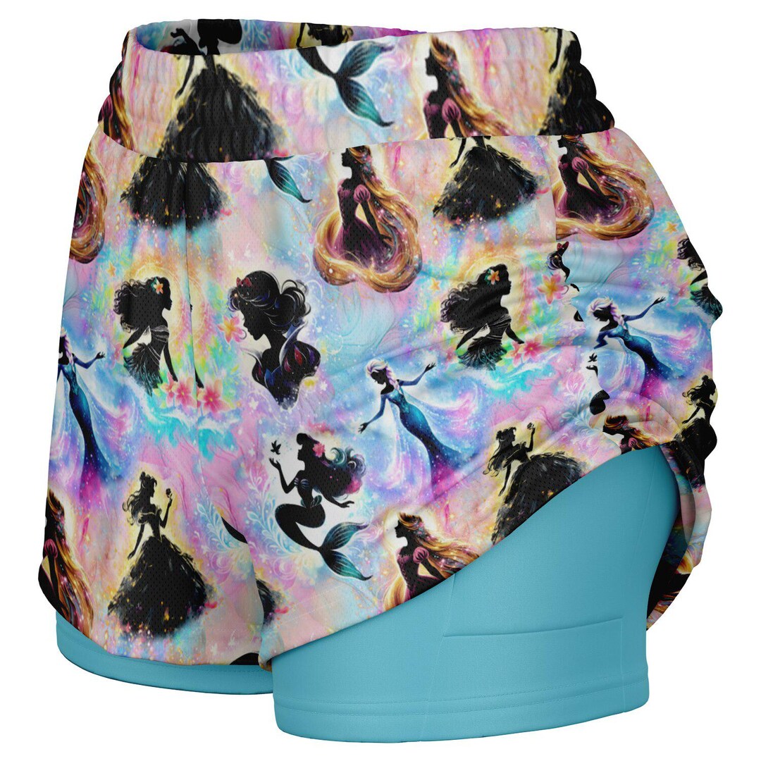 Disney Princess Double Layer Women's Athletic Shorts | Moana Belle Elsa ...