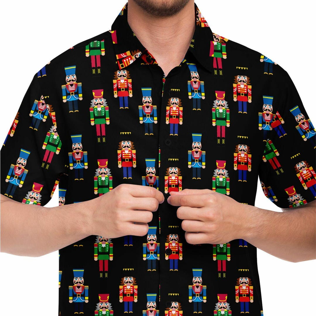Nutcracker Men's Short Sleeve Button Down Shirt | Men's Christmas Shirt ...