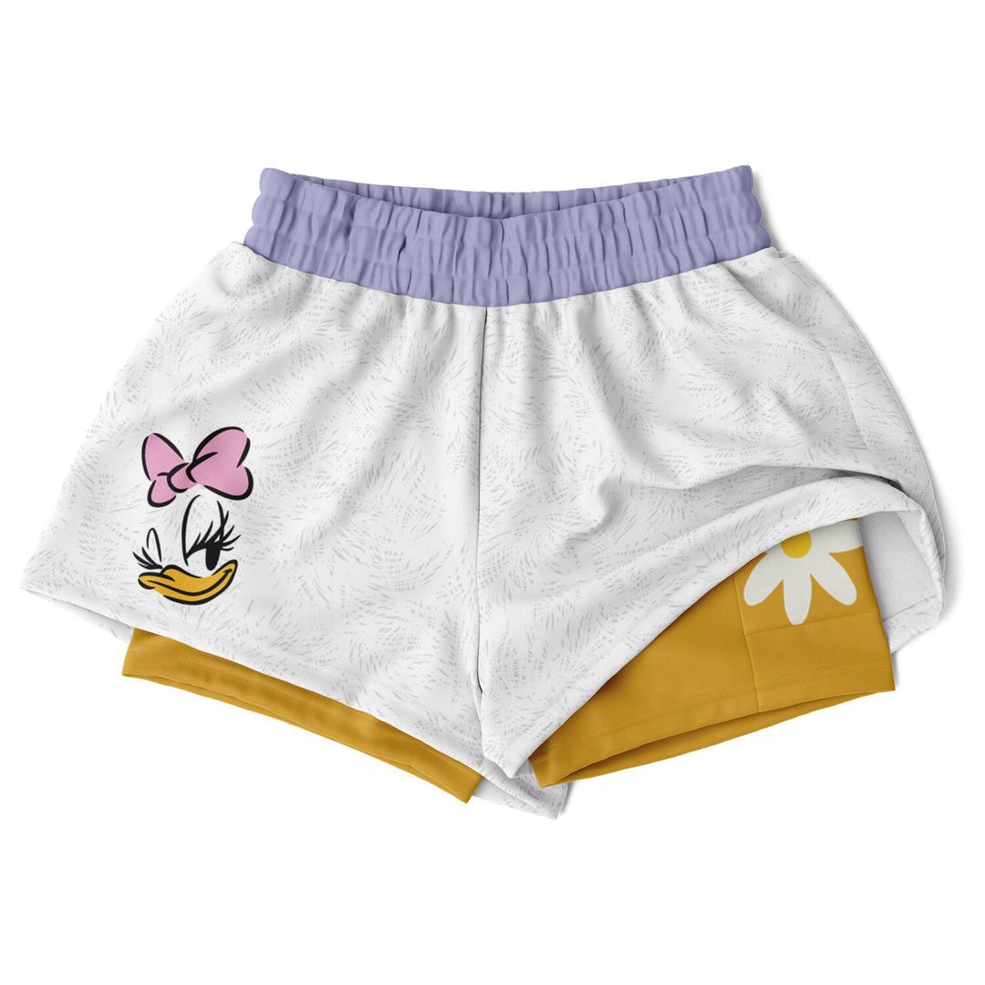 Daisy Duck Double Layer Women's Athletic Shorts | Mickey Minnie Disney ...