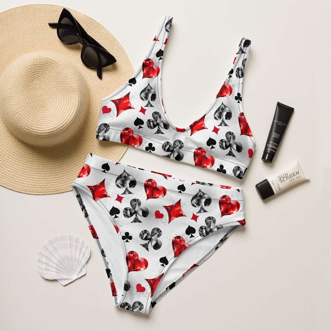 Bejeweled Card Suits Recycled High-waisted Bikini | Casino Trip ...