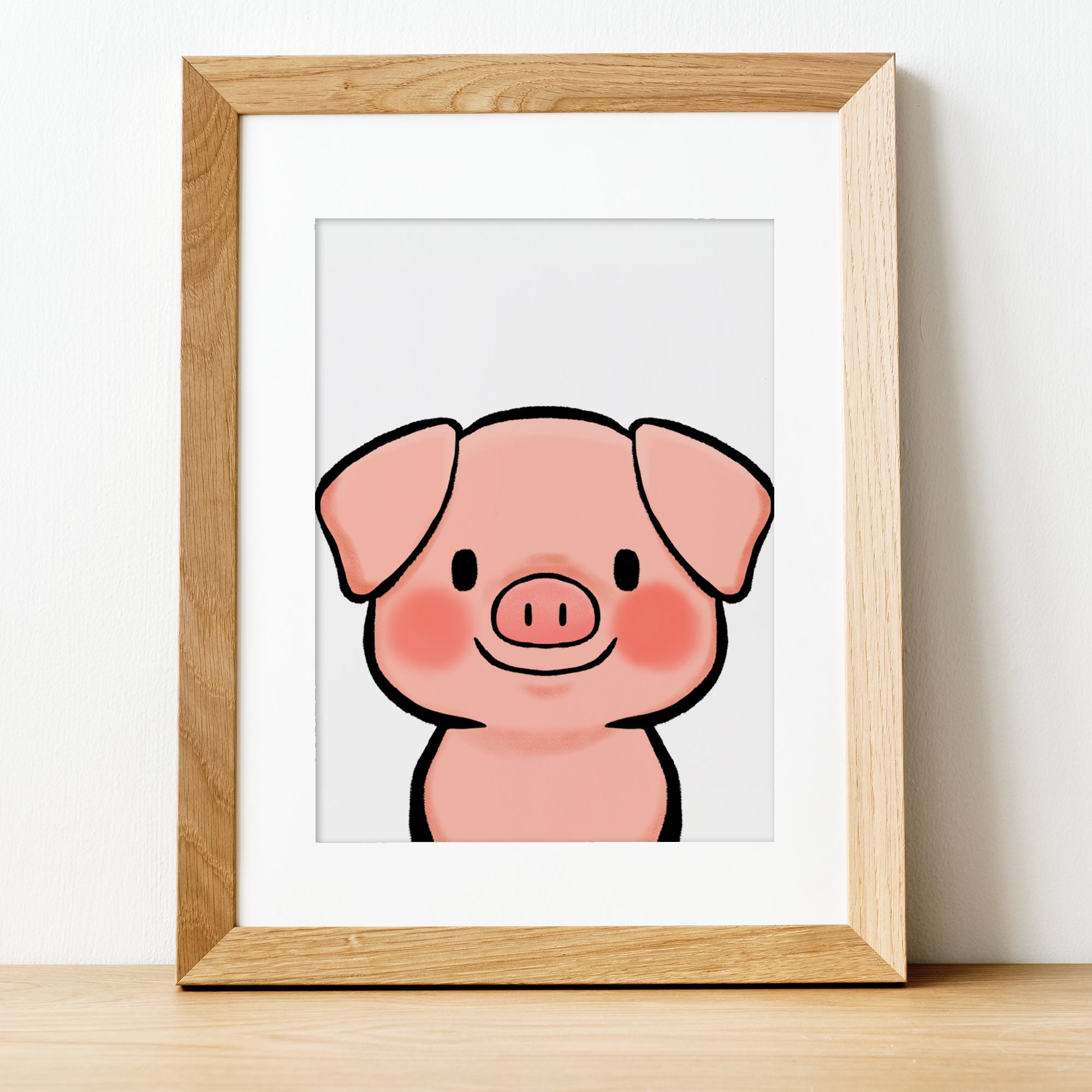 Piggy Print, Cute Piggy Drawing, Bedroom, Nursery Bedroom, Decor - Etsy