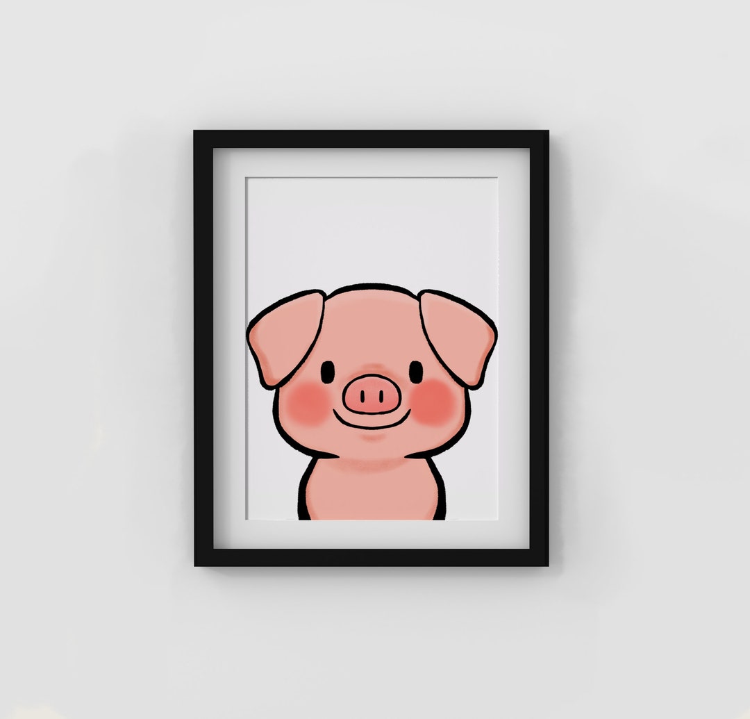 Piggy Print, Cute Piggy Drawing, Bedroom, Nursery Bedroom, Decor - Etsy