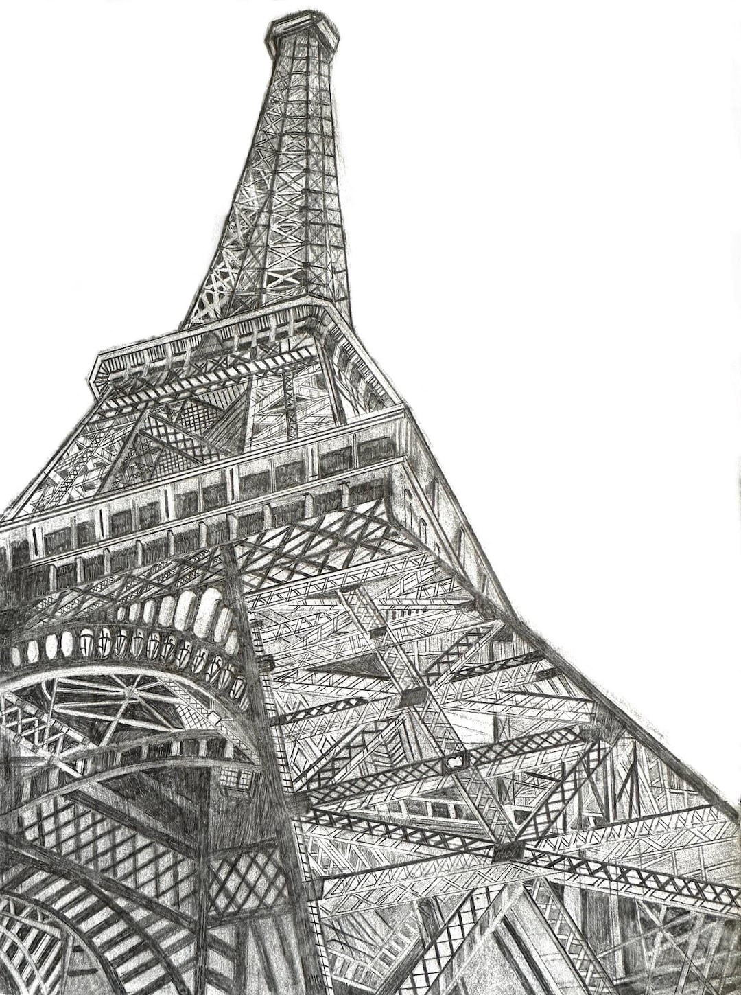 Eiffel Tower Pen & Ink Hand Drawn Art (9x12) - Etsy