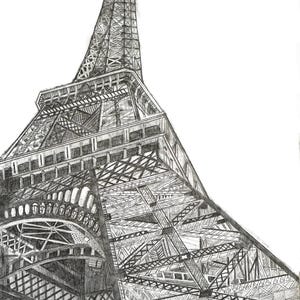 Eiffel Tower Pen & Ink Hand Drawn Art (9x12) - Etsy