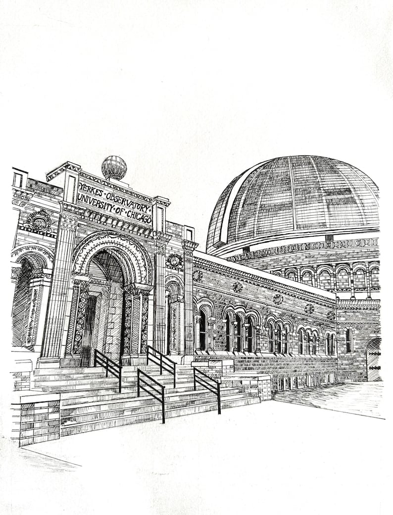 Yerkes Observatory Print: Pen & Ink Drawing, Wisconsin Landmark (9x12 ...
