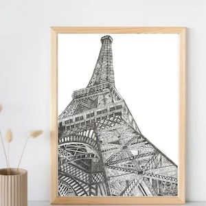 Eiffel Tower Pen & Ink Hand Drawn Art (9x12) - Etsy