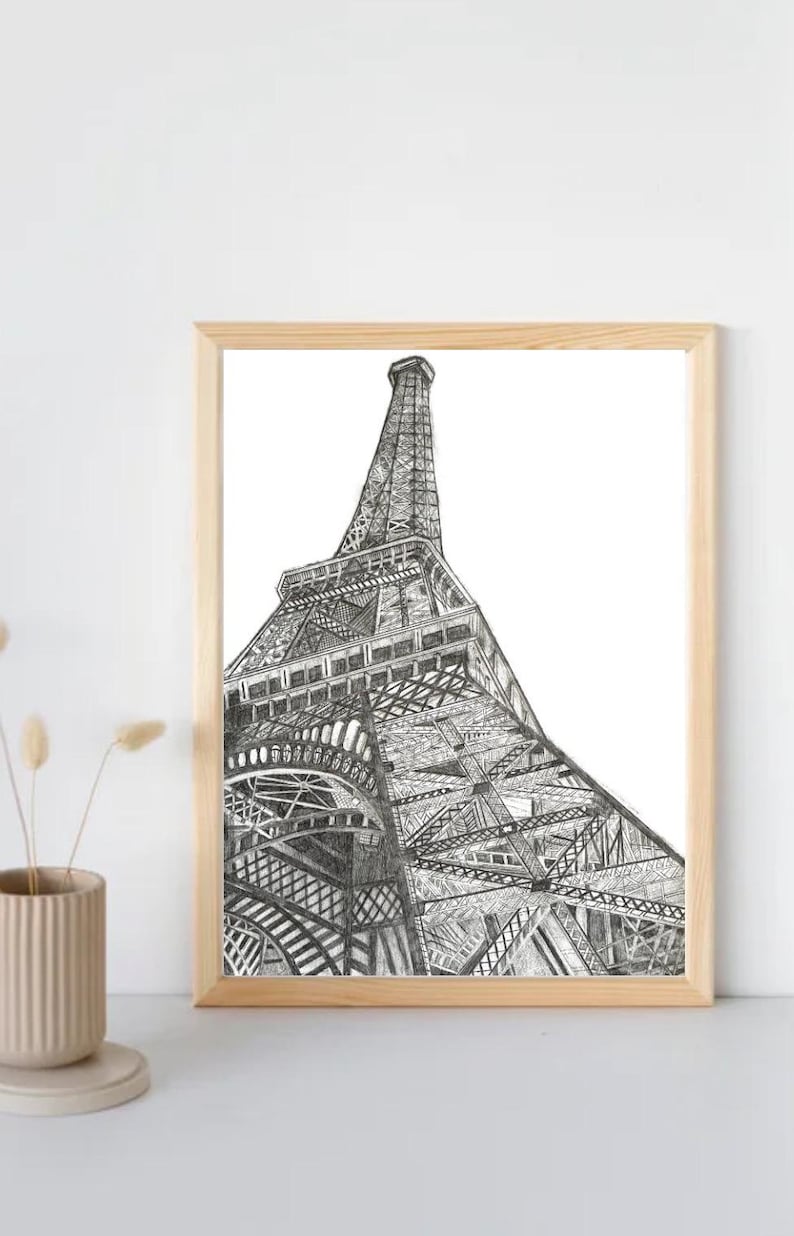 Eiffel Tower Pen & Ink Hand Drawn Art (9x12) - Etsy