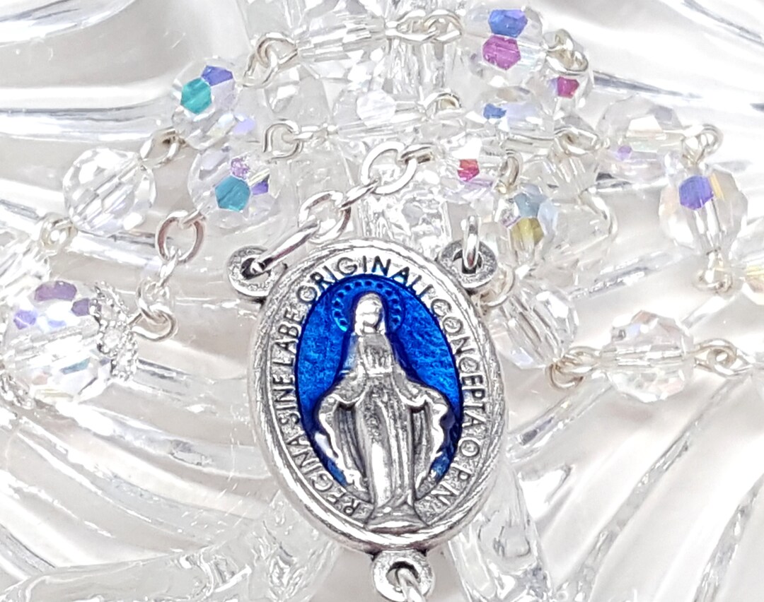 Blue Roses Crystal Rosary + Swarovski Crystal Catholic Rosary in Blue ...