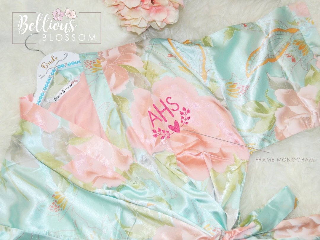 Personalized Satin Silk Pastel Floral Robes, Bridesmaid Robes, Wedding ...