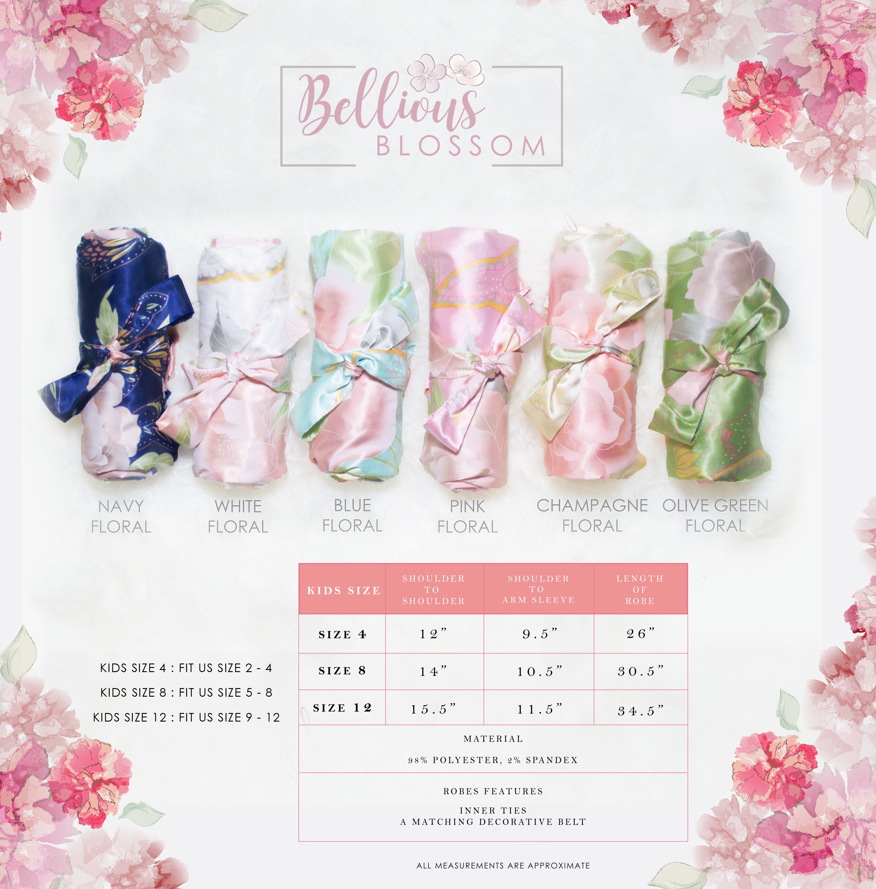 Personalized Silk Floral Robes Flower Girl Satin Robes | Etsy