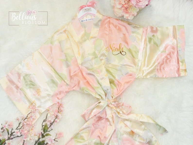 Personalized Silk Floral Robes Flower Girl Satin Robes | Etsy