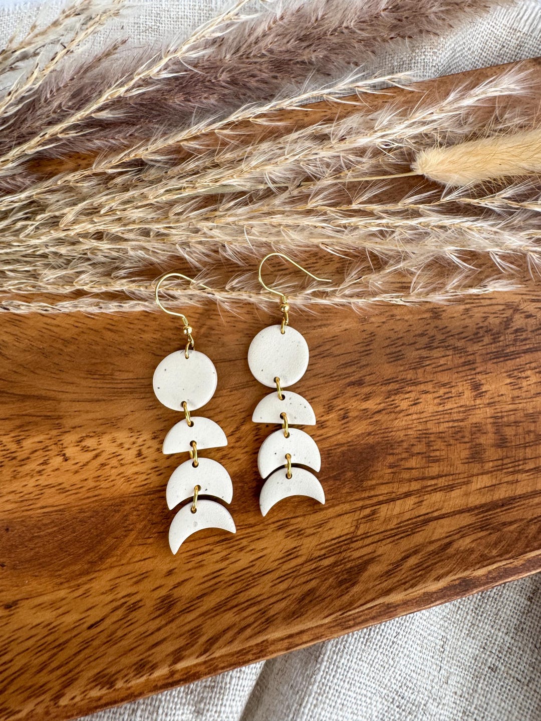 Moon Phases | Earrings | Black | Ivory - Etsy