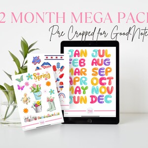 12 Month Mega Pack Digital Stickers for Goodnotes. Yearly Digital ...