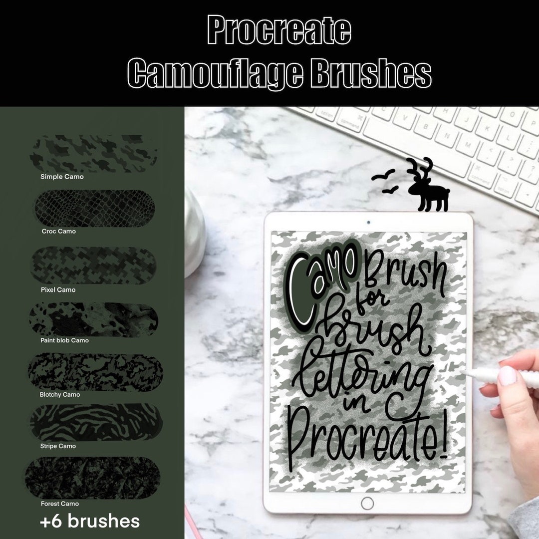 Procreate Camouflage Brushes: 12 Brush Set + 1 Stamp (digital Download ...