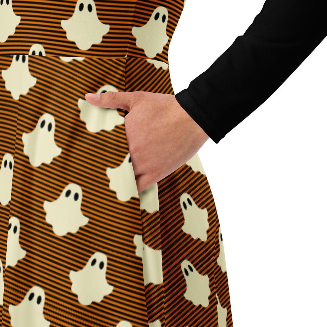 Ghost Striped Halloween Midi Dress With Pockets - Etsy