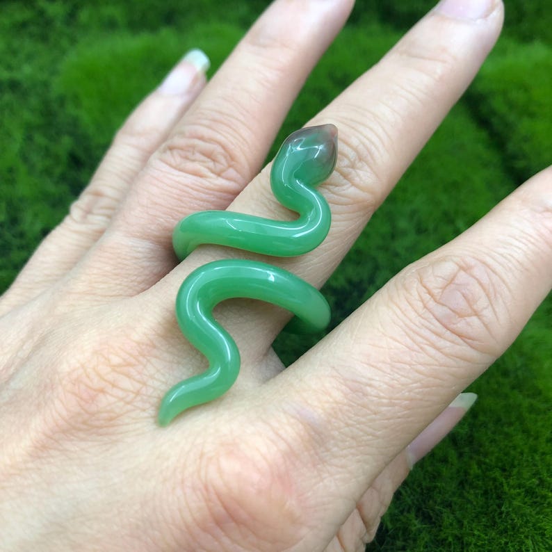 Handmade Murano Glass Snake Ring: Green Spiral Jewelry - Etsy