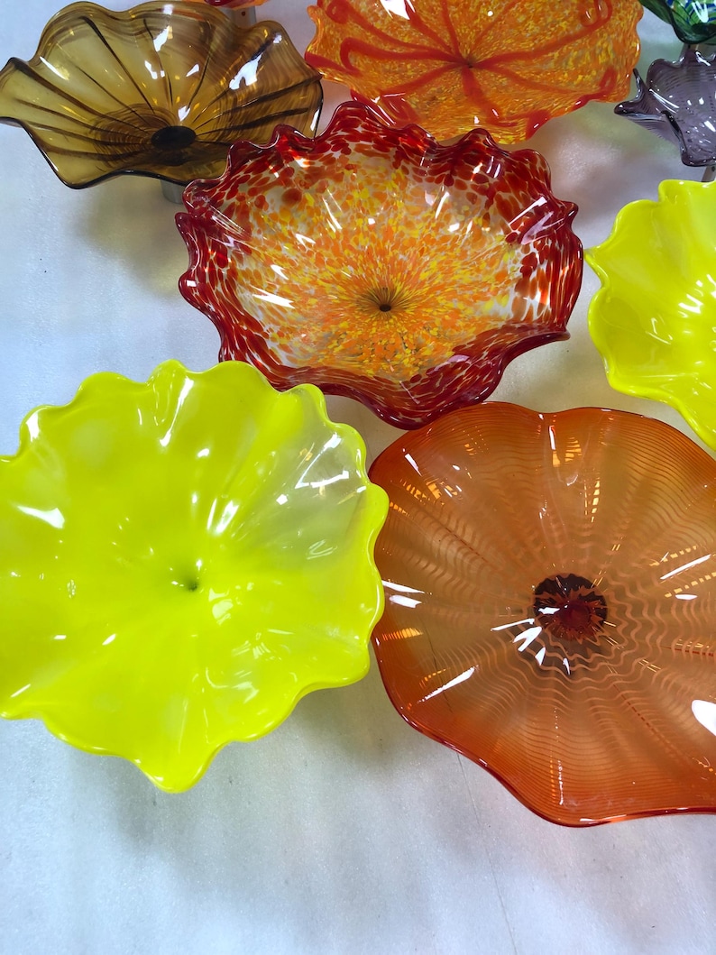 Handmade Murano Flower Glass Wall Art: Colorful Modern Decor (set of 11 ...