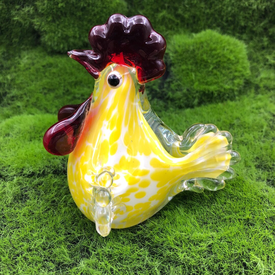 Hand Blown Glass Chicken Figurine Glass Chick Figurine | Mini Rooster ...