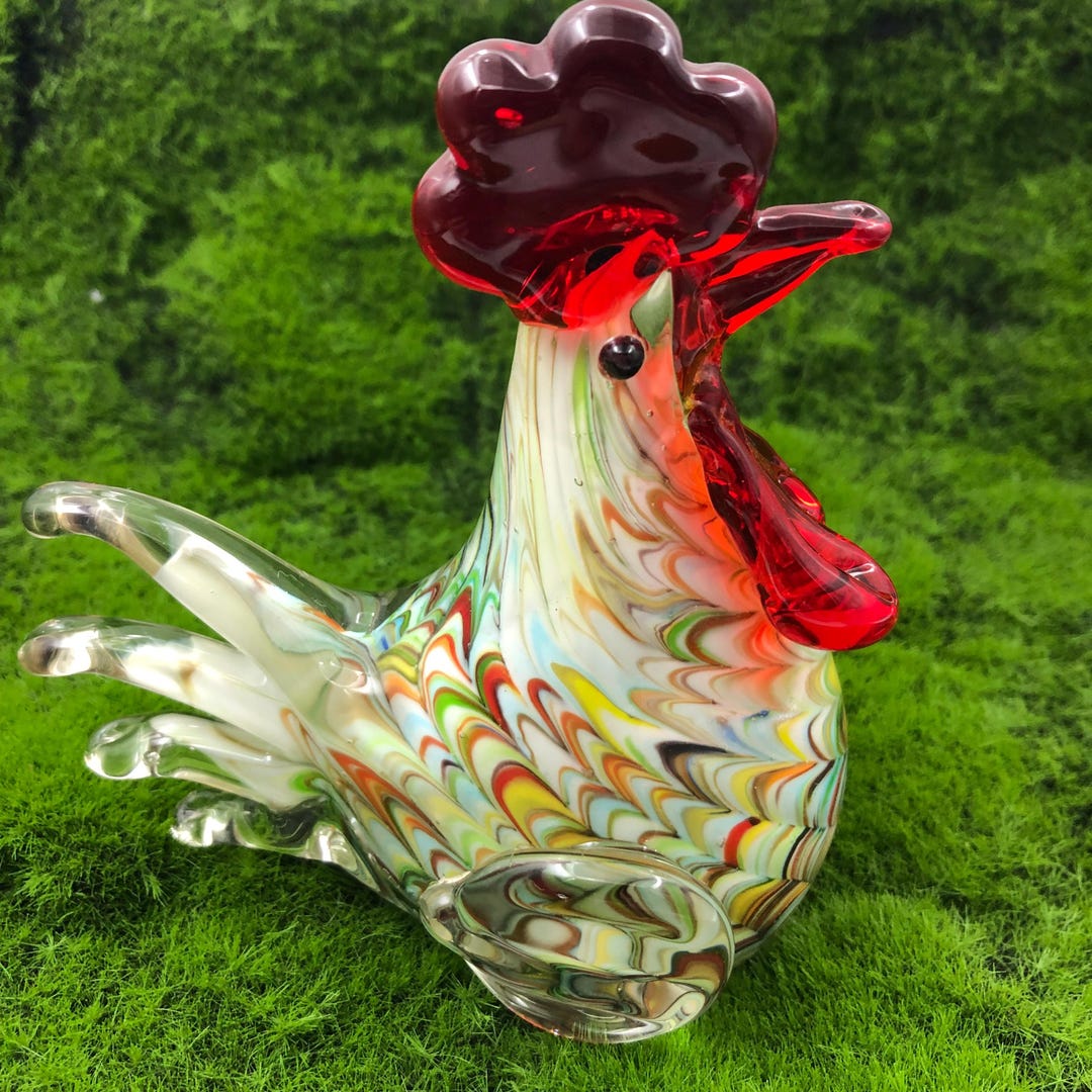 Colorful Glass Hen, Hen Statue, Glass Hen,glass Animals,handcraft Gift ...