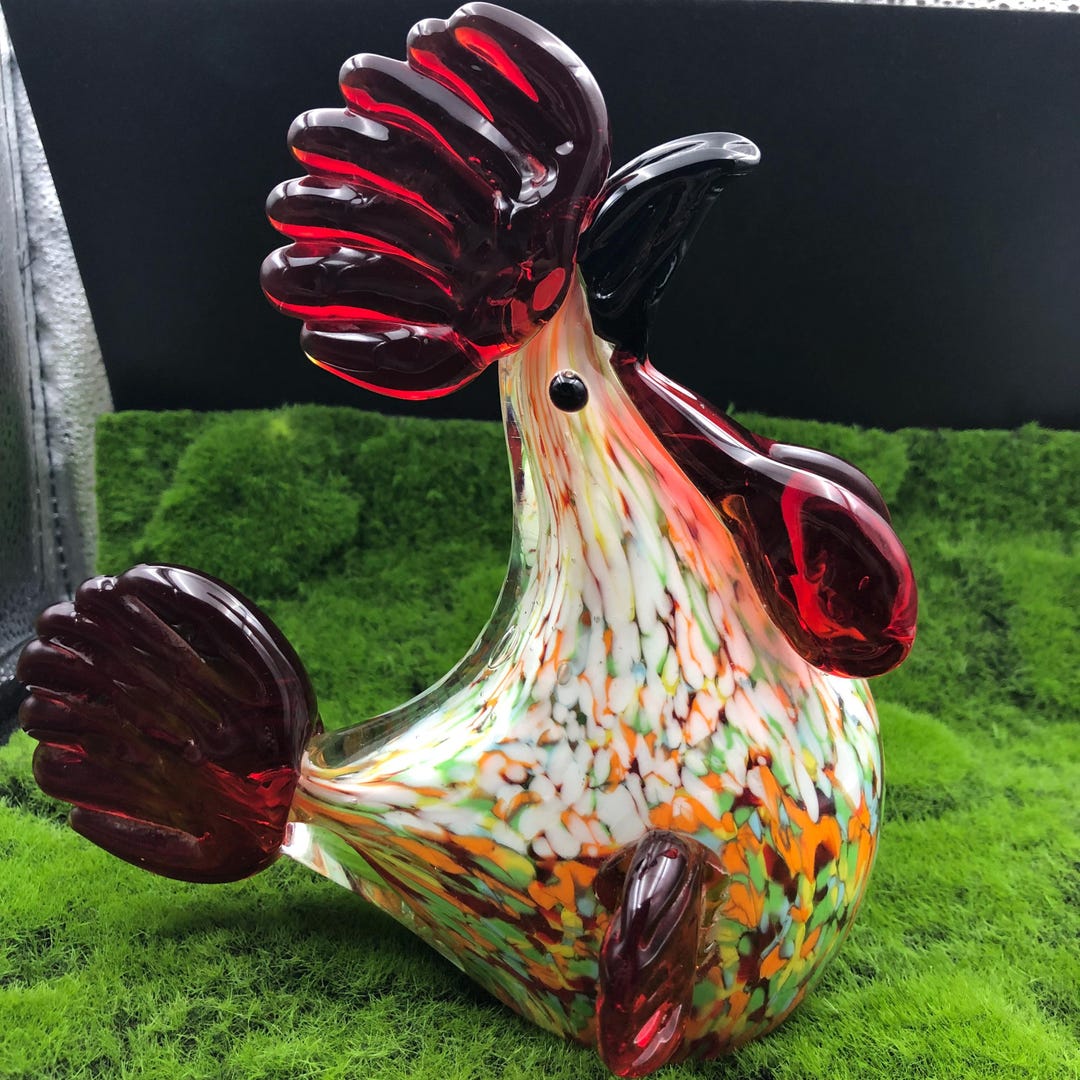 Glass Rooster, Rooster Figurine, Glass Rooster Ornament, Glass Animals ...