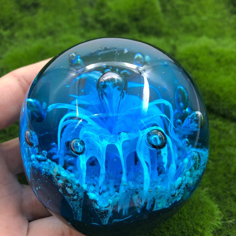 Blue Bubble Art Glass Paperweight: Hand Blown Murano Wave - Etsy Australia