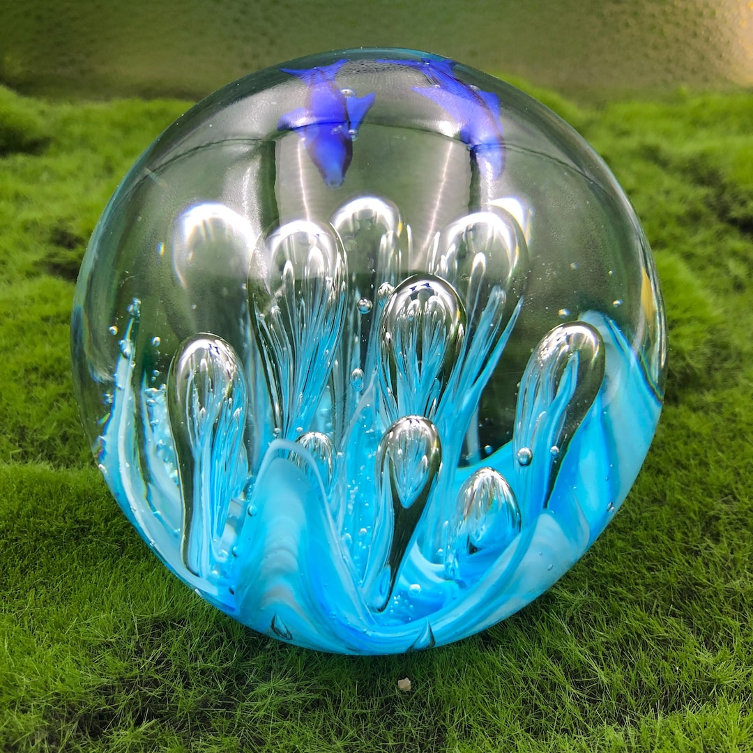 Hand Blown Glass Ocean Paperweight: Marine Art Sculpture - Etsy