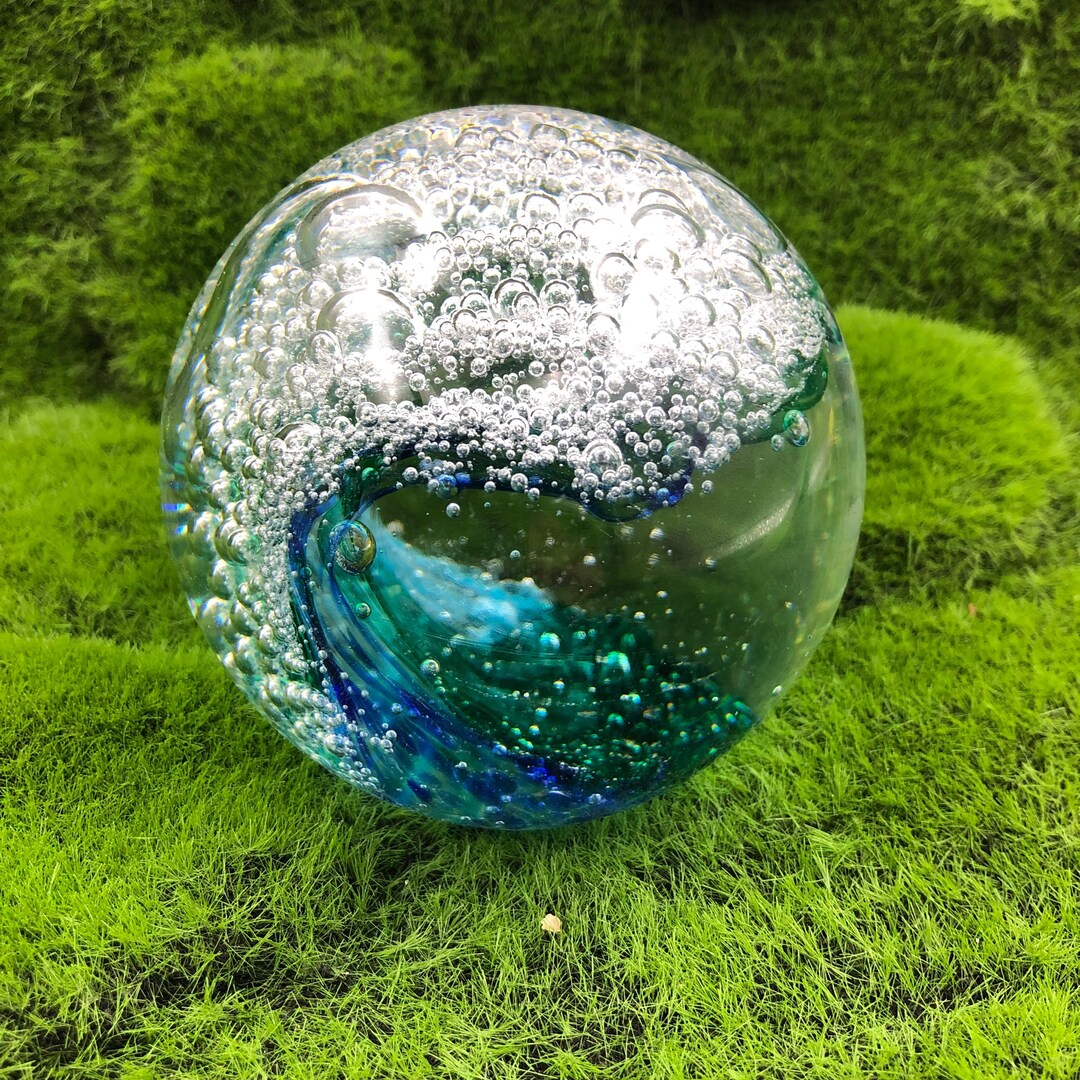Clear Glass Paperweight,wave Sculpture,glass Figures,glassblowing,round ...