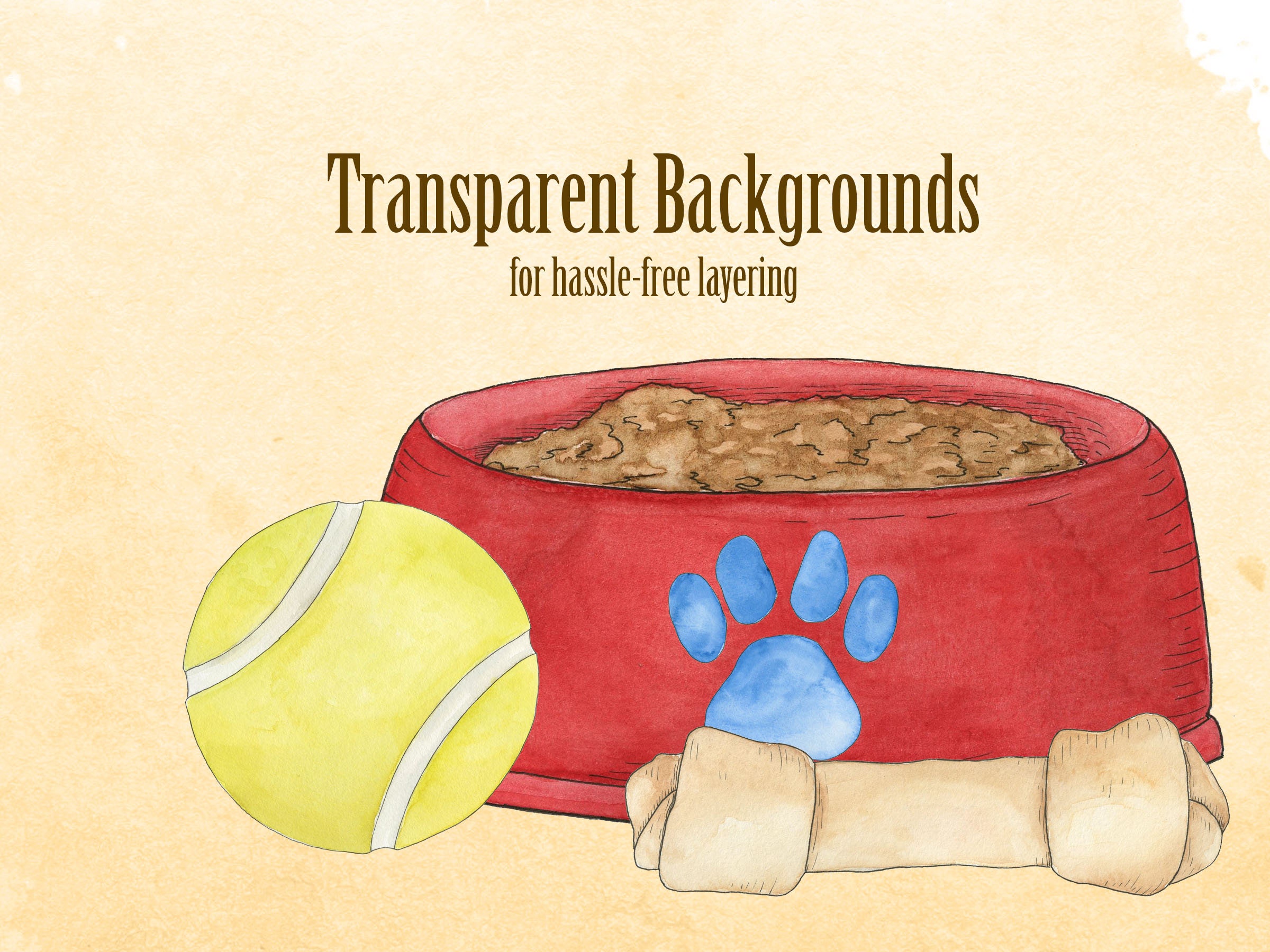 Watercolor Dog Lover Clip Art - Dog Accessory Watercolor Clipart ...