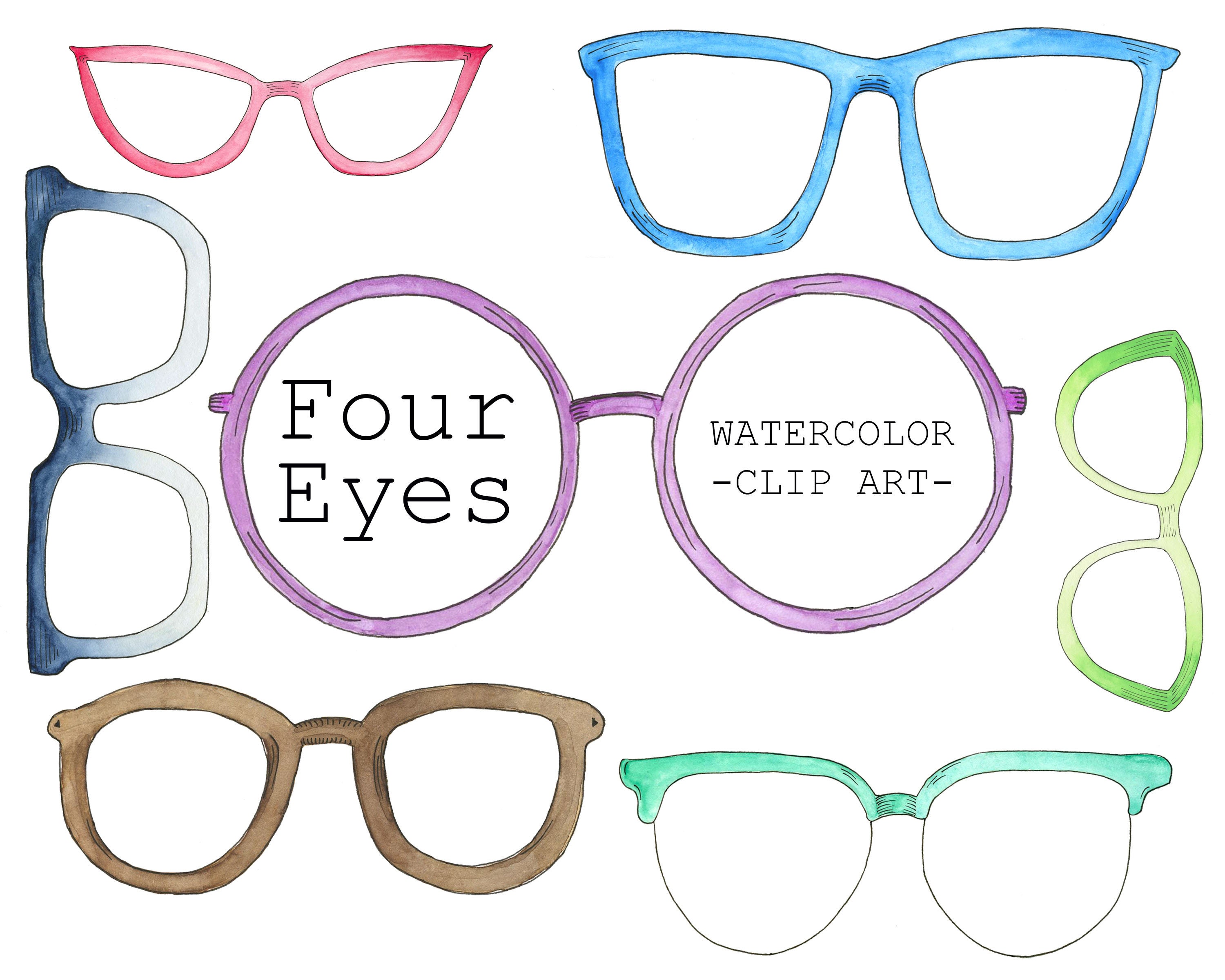 Glasses Clipart - Nerdy Clipart - Watercolor Clipart - Watercolor Clip ...