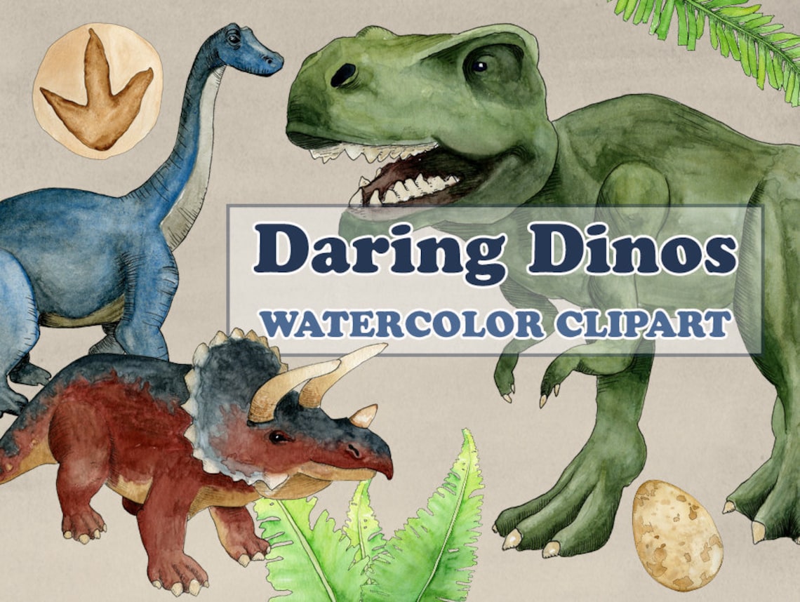 Dinosaur Clip Art - Dino Clipart - Dinosaur Clipart Watercolor ...