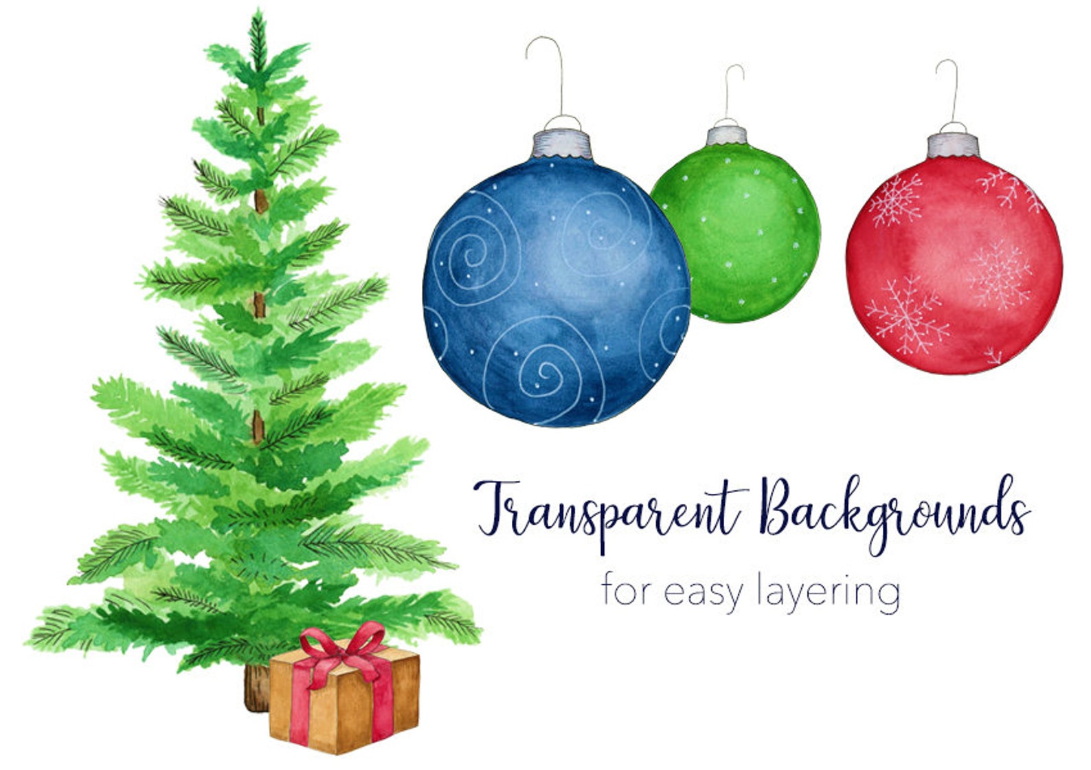 Watercolor Christmas Clip Art - Watercolor Christmas Clipart ...