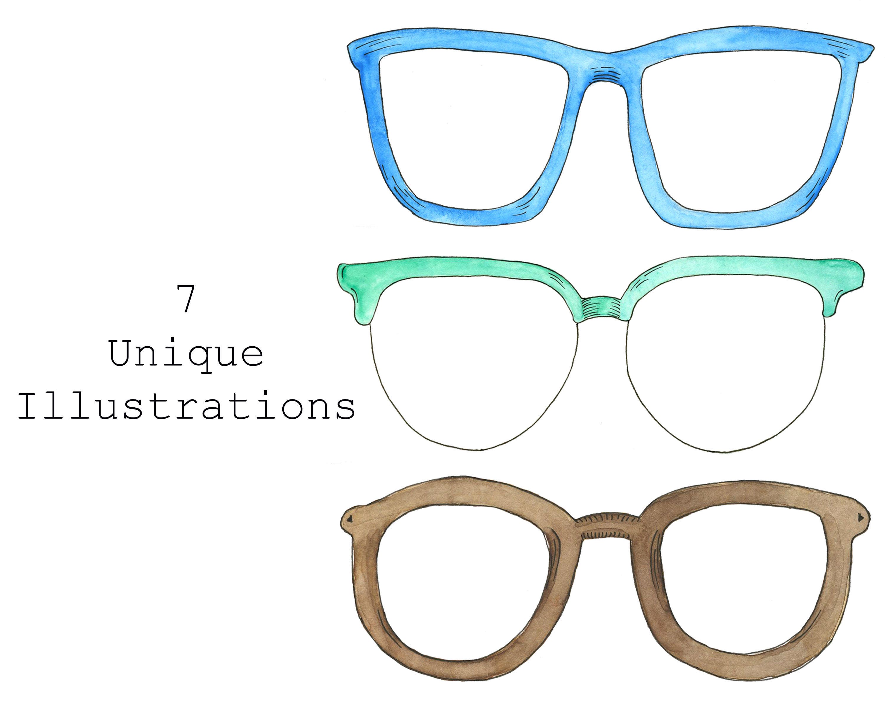 Glasses Clipart - Nerdy Clipart - Watercolor Clipart - Watercolor Clip ...