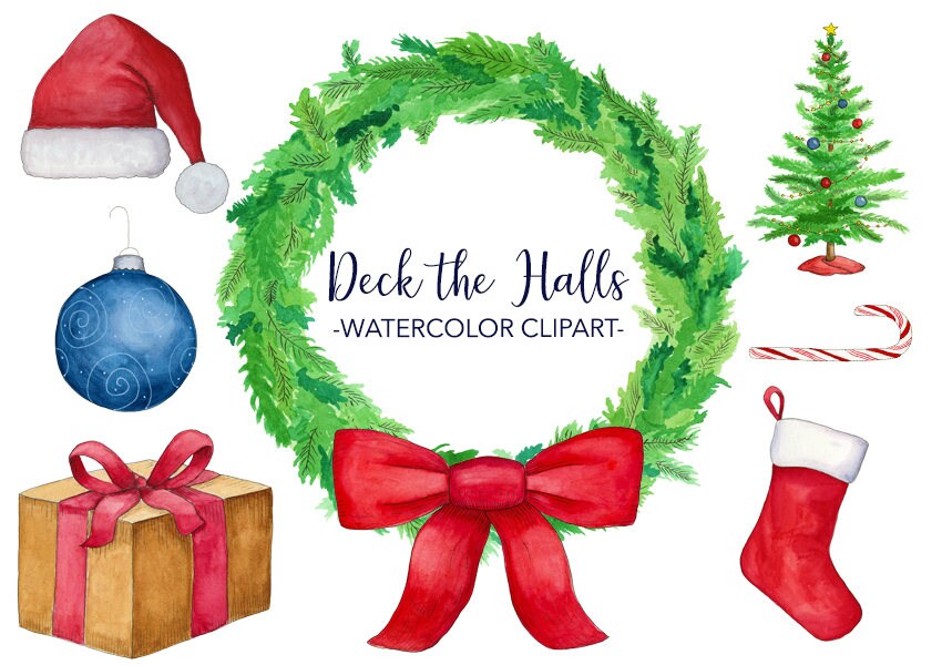 Watercolor Christmas Clip Art - Watercolor Christmas Clipart ...